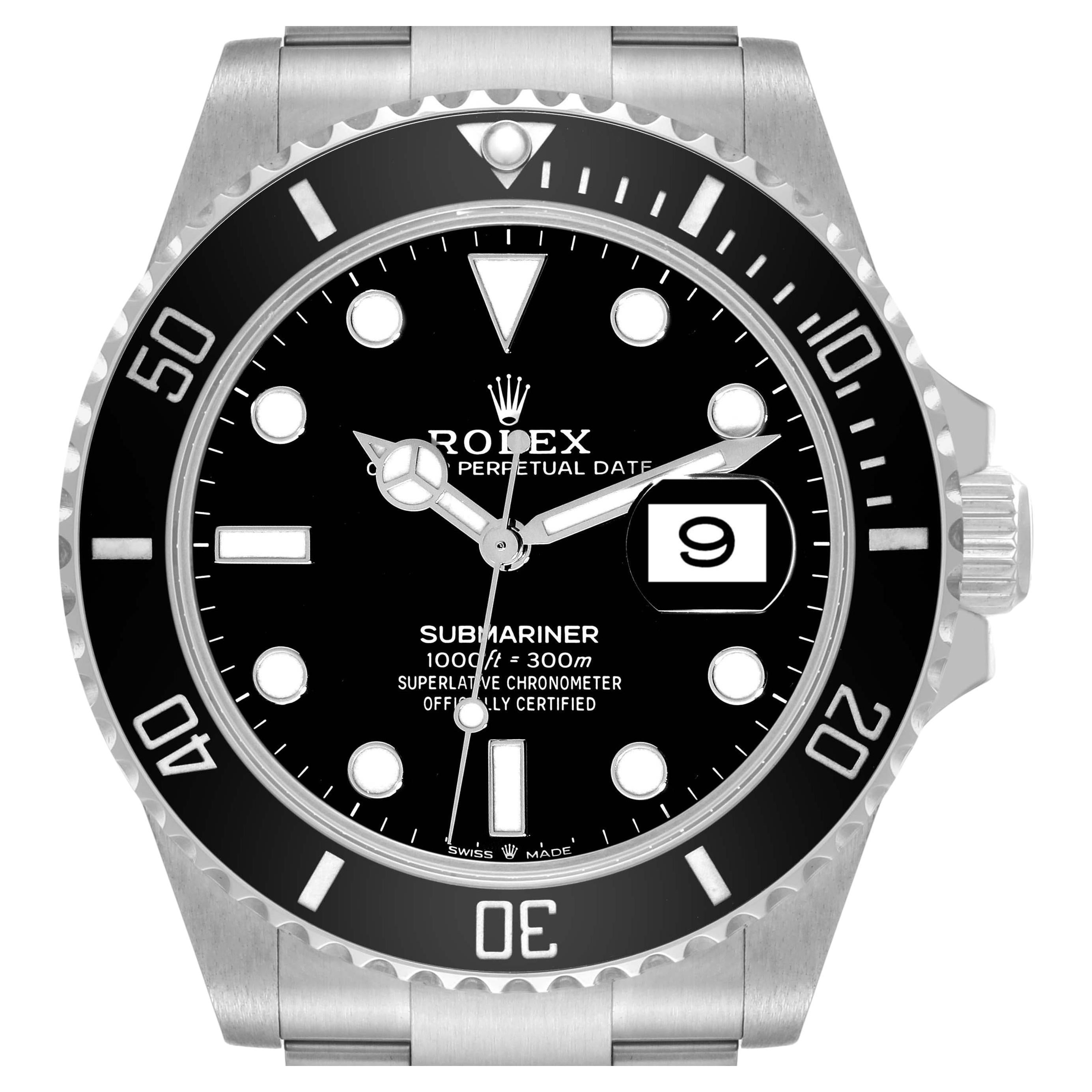 Rolex Submariner Black Dial Ceramic Bezel Steel Mens Watch 126610 Box ...