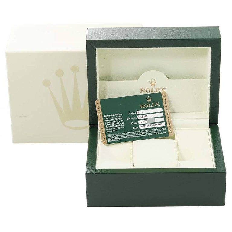 Rolex Submariner Black Dial Steel Mens Watch 16610 Box Card at 1stDibs