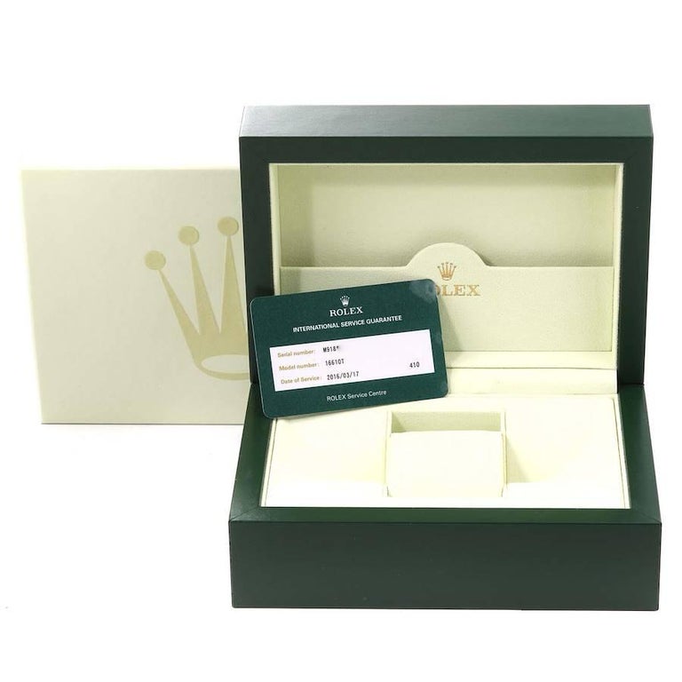 Rolex Submariner Black Dial Steel Mens Watch 16610 Box Service Card at ...