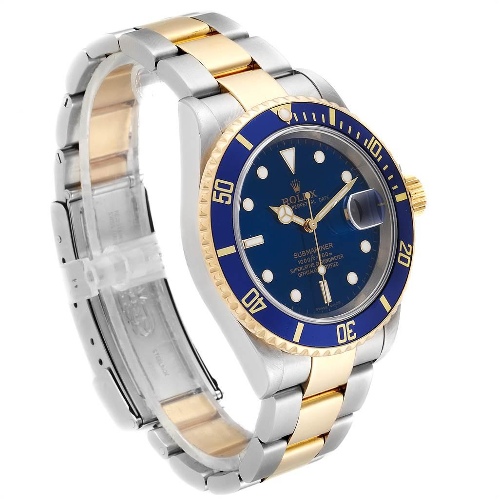 Rolex Submariner Blue Dial Bezel Steel Yellow Gold Men's Watch 16613 ...