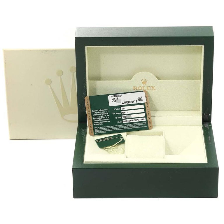 Rolex Submariner Blue Dial Steel Yellow Gold Mens Watch 16613 Box Card ...