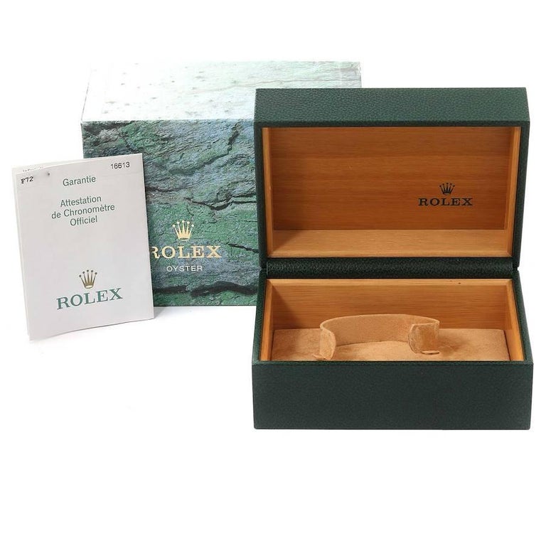 Rolex Submariner Blue Dial Steel Yellow Gold Mens Watch 16613 Box ...