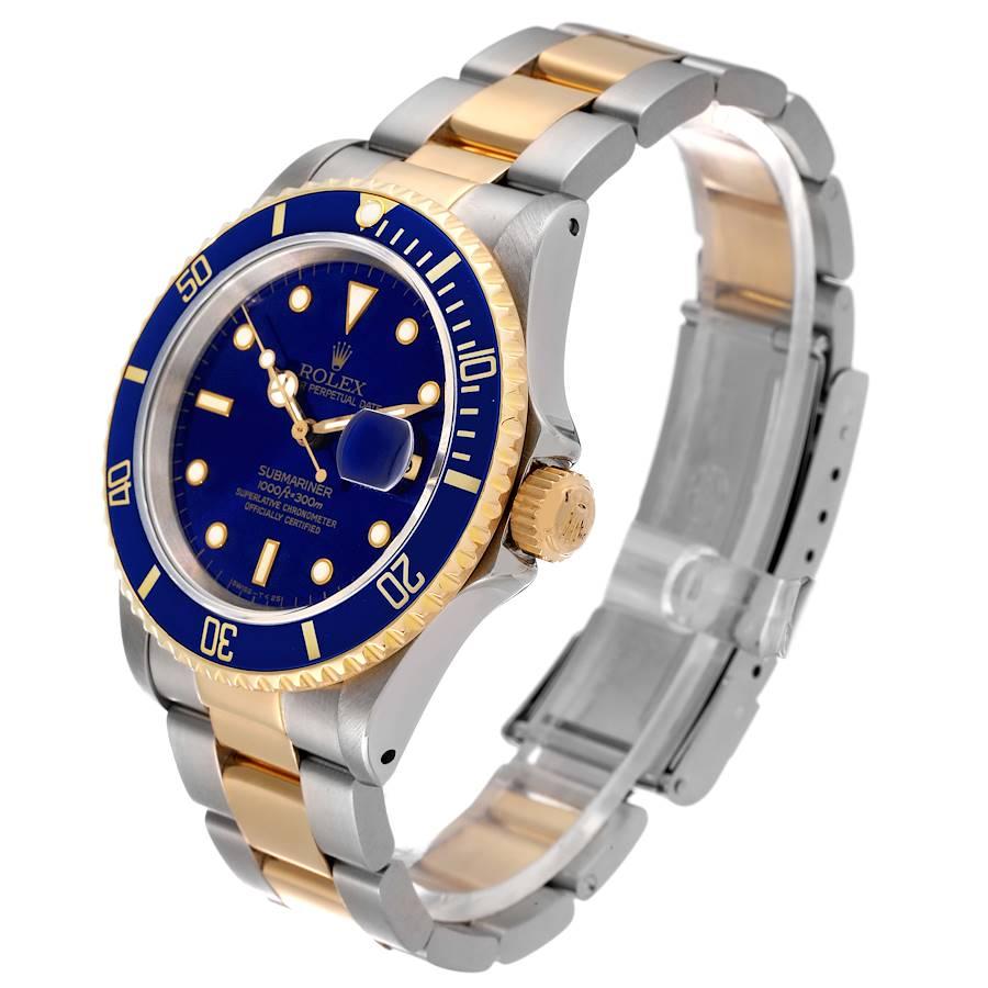Rolex Submariner Blue Dial Steel Yellow Gold Mens Watch 16613 Box ...