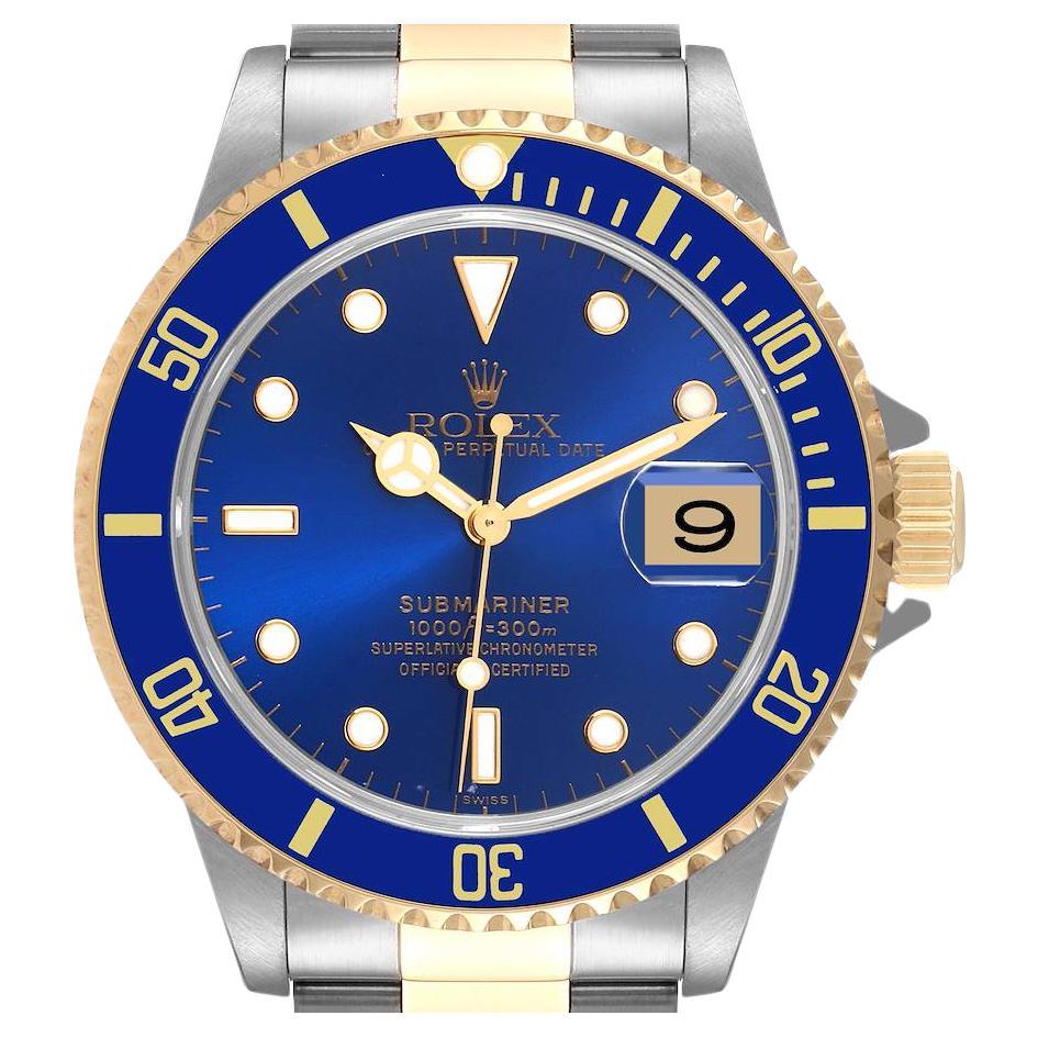 Rolex Submariner Blue Dial Steel Yellow Gold Men's Watch 16613 For Sale ...