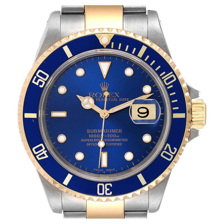 Rolex Submariner Blue Dial Steel Yellow Gold Men’s Watch 116613 Box ...