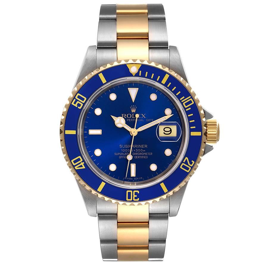 Rolex Submariner Blue Dial Steel Yellow Gold Mens Watch 16613 at ...
