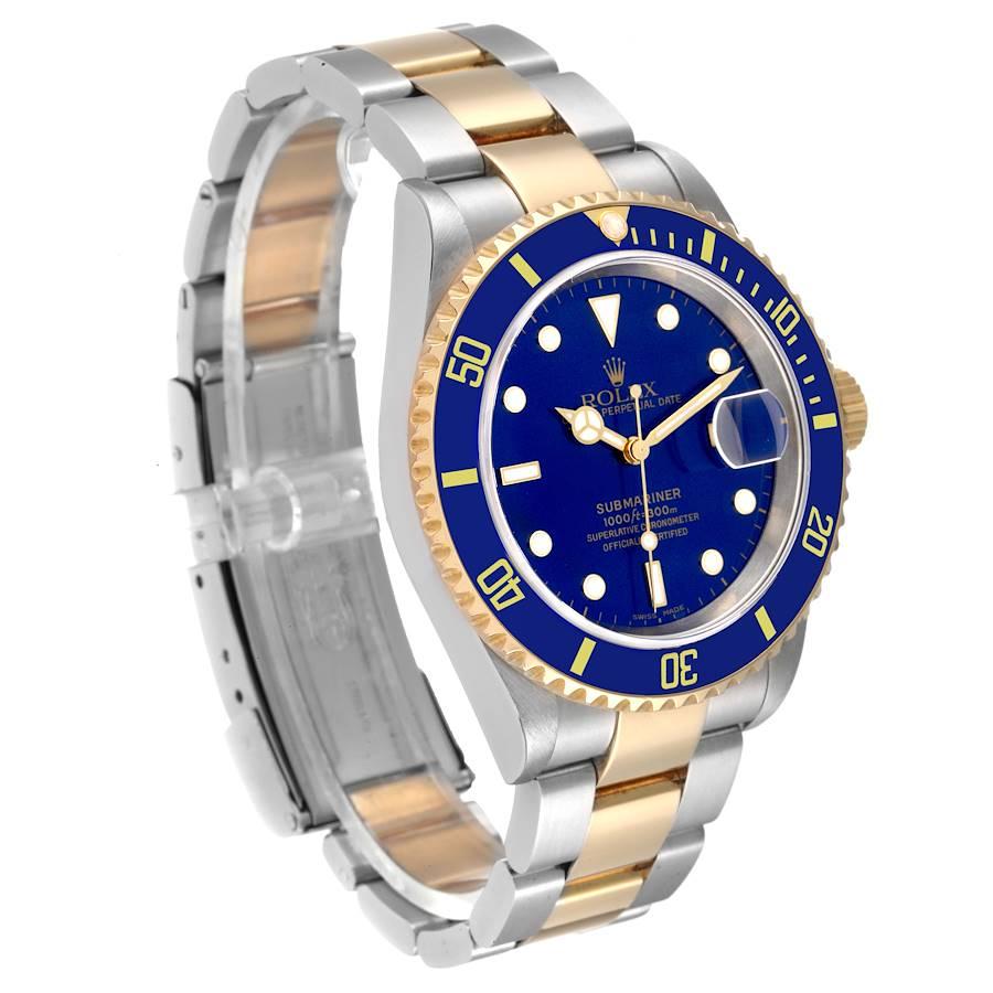 Rolex Submariner Blue Dial Steel Yellow Gold Mens Watch 16613 For Sale ...