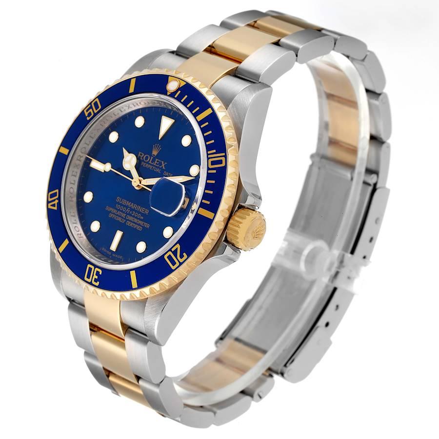 Rolex Submariner Blue Dial Steel Yellow Gold Mens Watch 16613 at 1stDibs