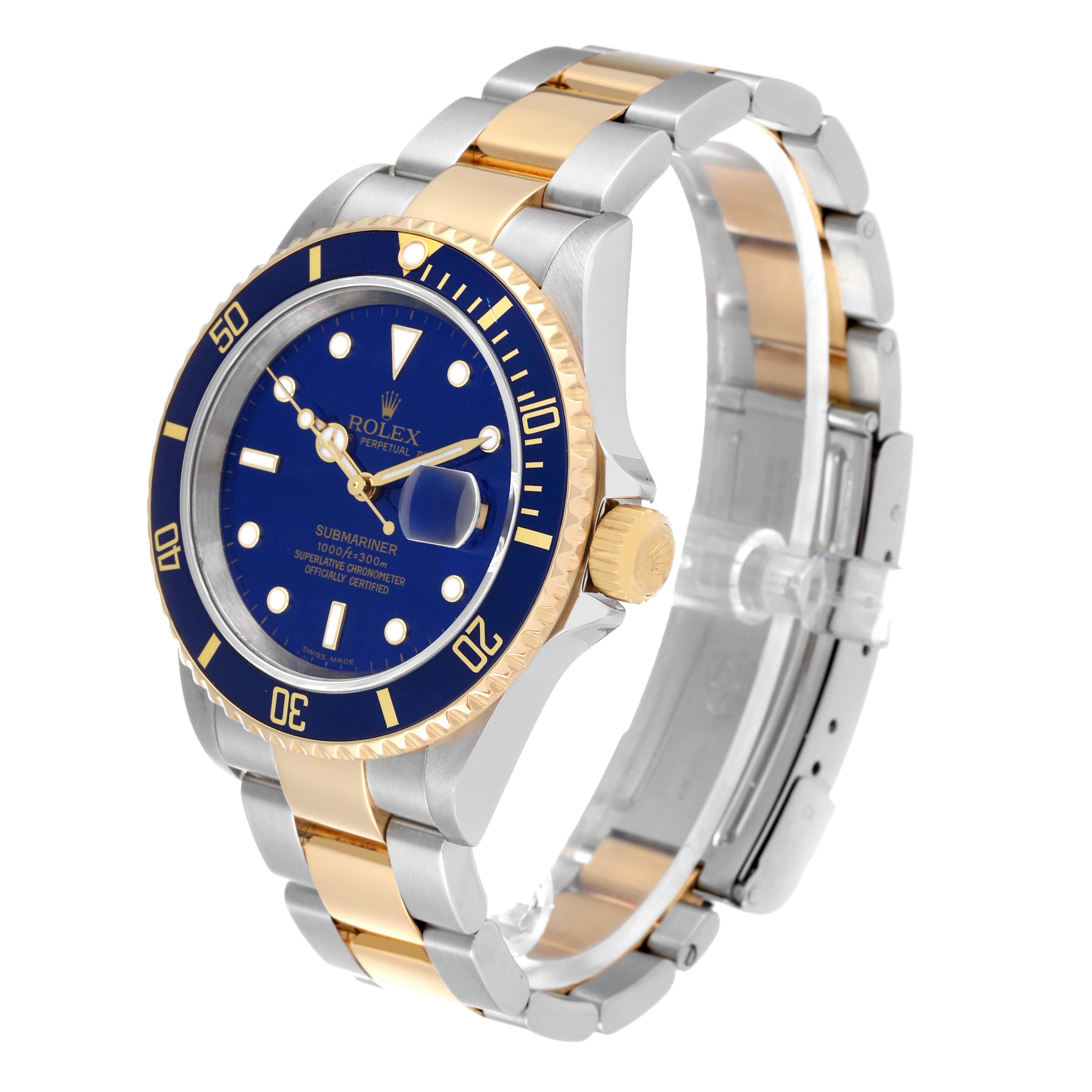 Rolex Submariner Blue Dial Steel Yellow Gold Mens Watch 16613 For Sale ...