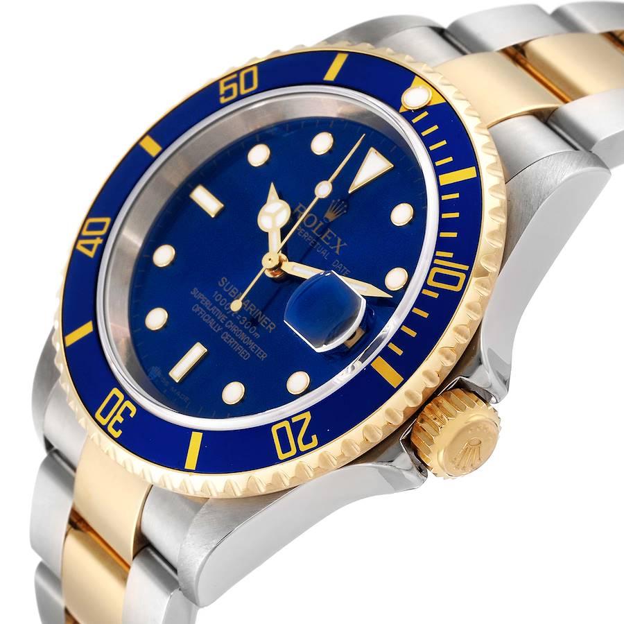 Rolex Submariner Blue Dial Steel Yellow Gold Mens Watch 16613 at ...