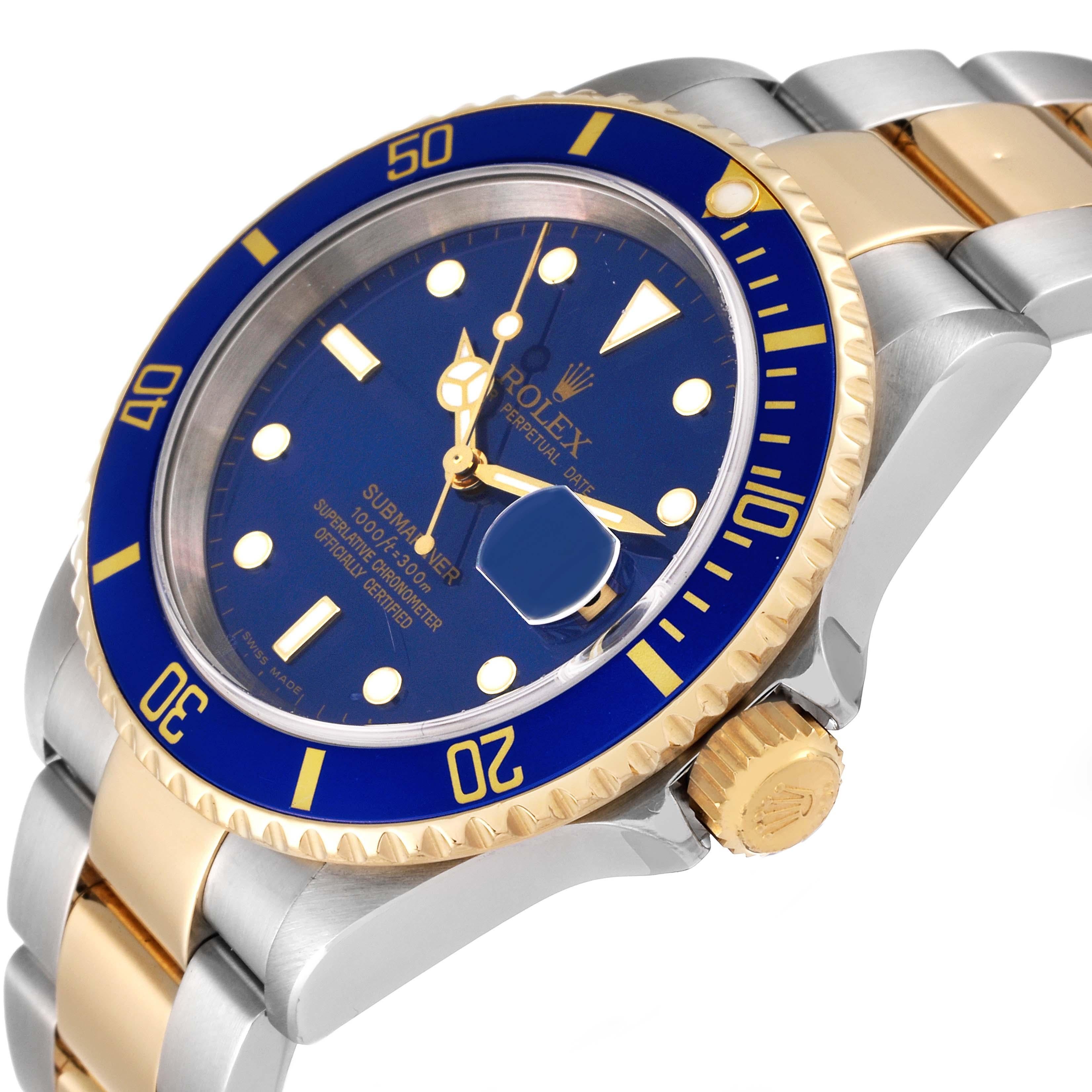 Rolex Submariner Blue Dial Steel Yellow Gold Mens Watch 16613 For Sale ...