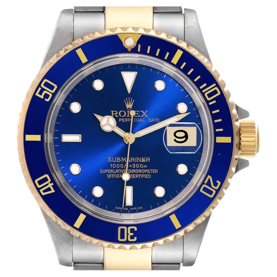 Rolex Submariner Blue Dial Steel Yellow Gold Mens Watch 16613 For Sale ...