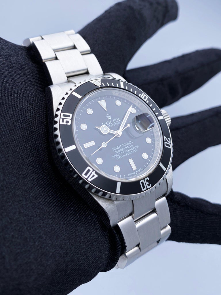 Rolex Submariner Date 16610 Engraved Rehaut Mens Watch Box Papers For ...