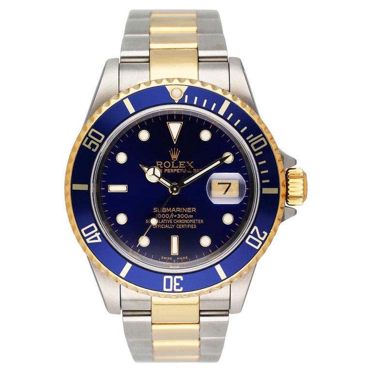 Rolex Submariner Date 16613 Blue Dial Mens Watch Box Papers For Sale at ...