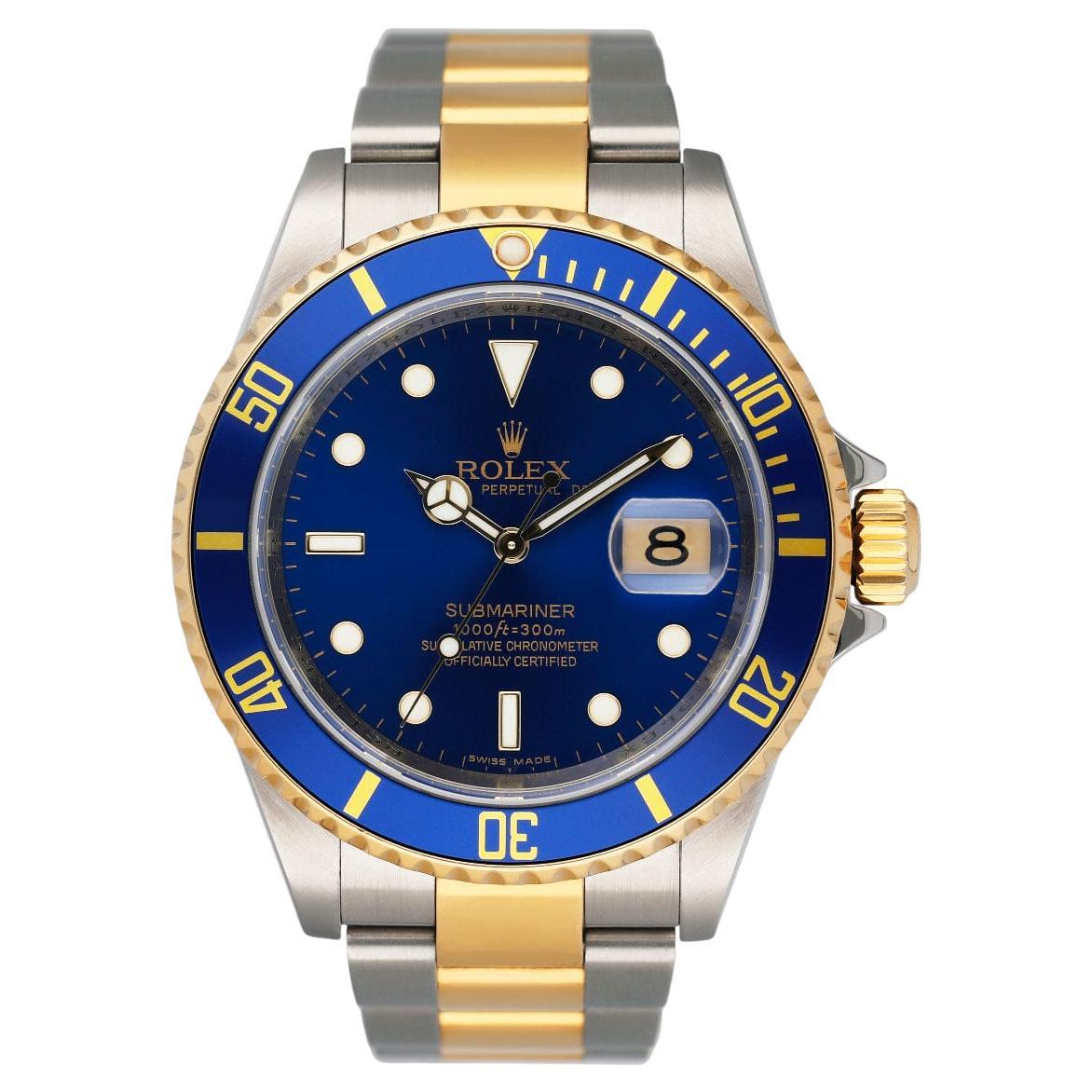 Rolex 16618 Submariner Blue Bezel and Dial Watch at 1stDibs