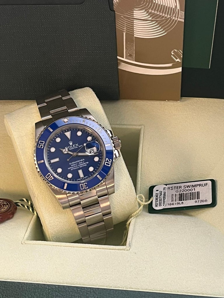 Rolex Submariner Date 18k White Gold Smurf Blue Ceramic Mens Watch ...