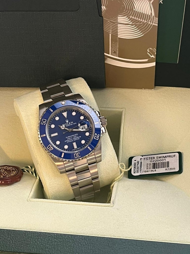Rolex Submariner Date 18k White Gold Smurf Blue Ceramic Mens Watch ...