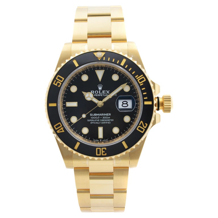 Rolex Submariner Date 18K Yellow Gold Ceramic Black Dial Watch 126618LN ...