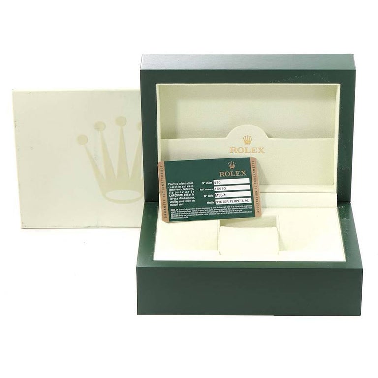 Rolex Submariner Date Black Dial Steel Mens Watch 16610 Box Card For ...