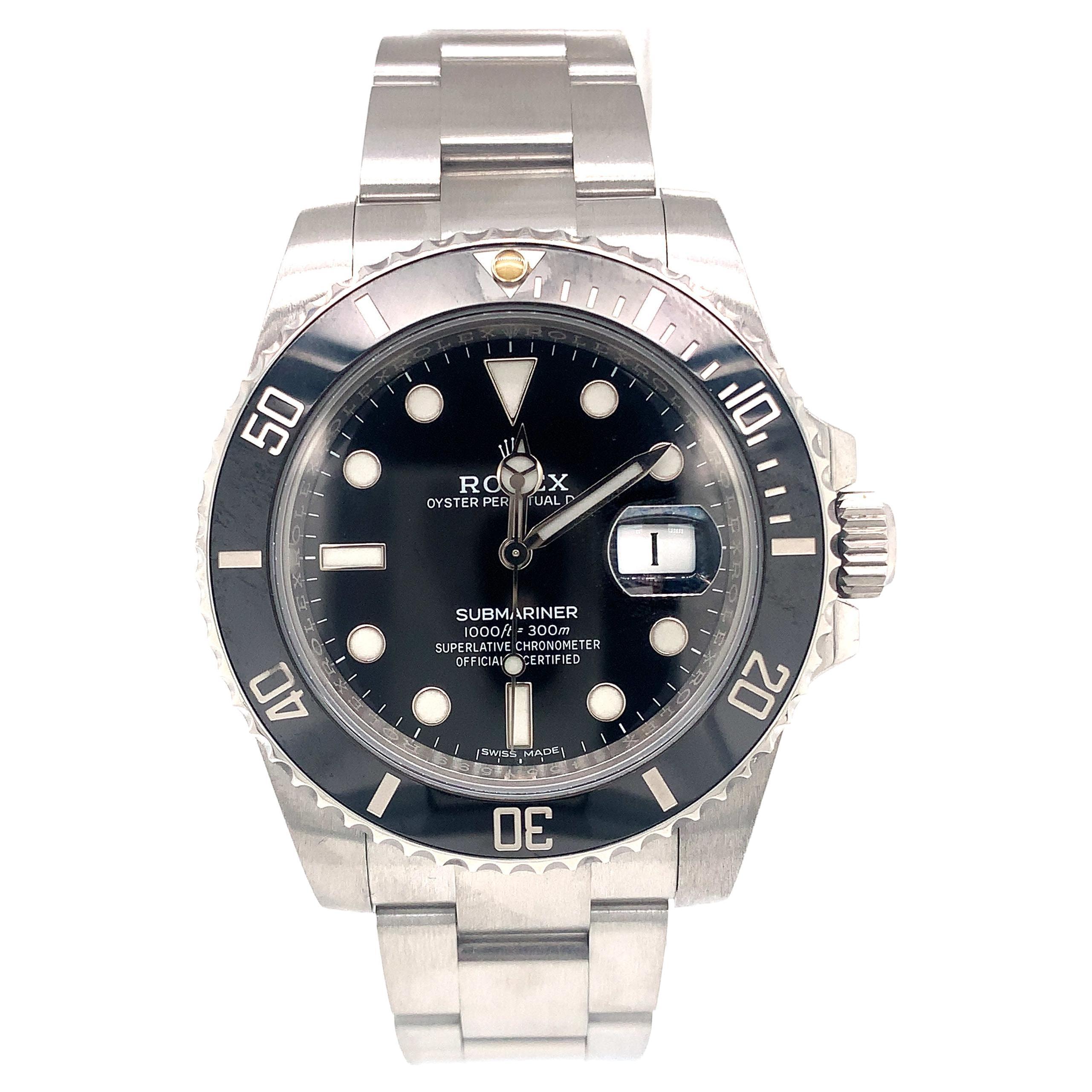 Rolex Submariner Date 40mm Stainless Black Ceramic Bezel Oyster Men ...