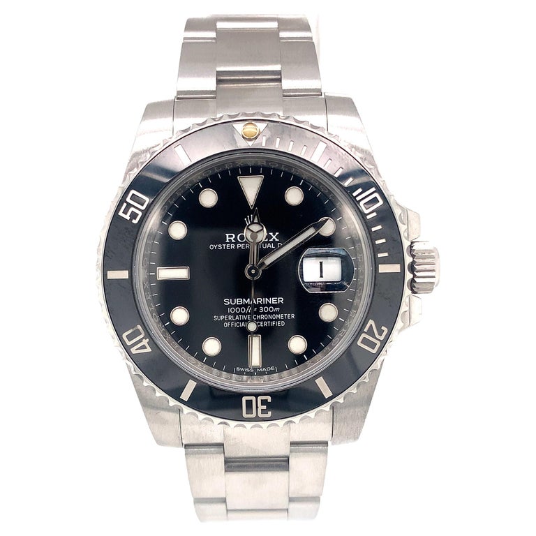 Rolex Submariner Date 40mm Stainless Black Ceramic Bezel Oyster Men ...