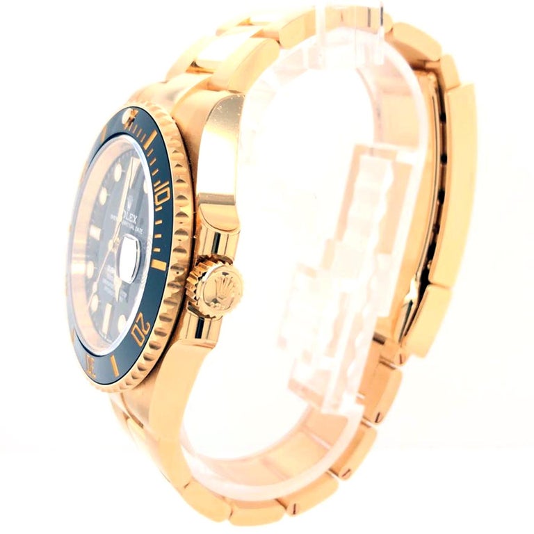 Rolex Submariner Date Yellow Gold Black Dial Men's Oyster Watch ...