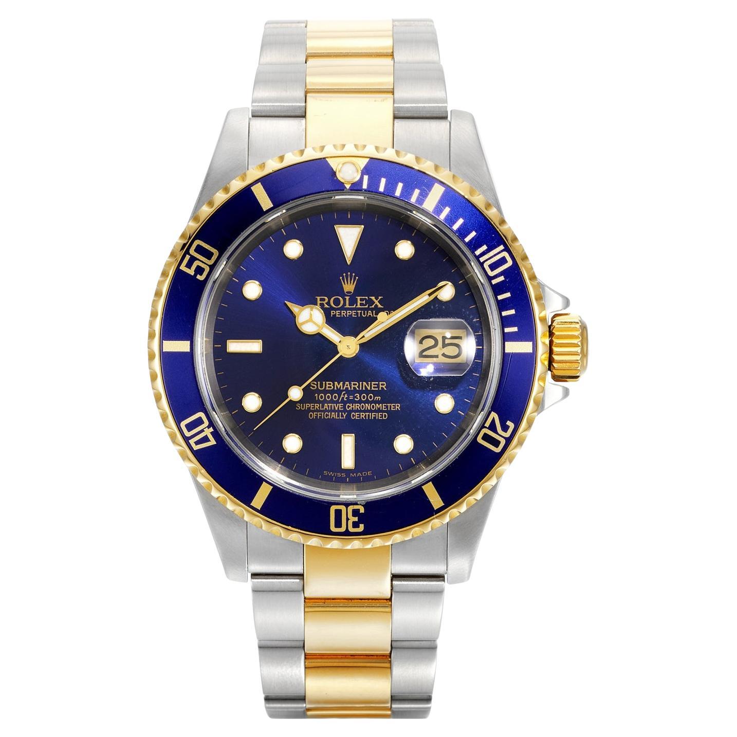 Rolex Submariner Date Vintage Two-Tone Stainless-Steel Blue Dial Watch ...