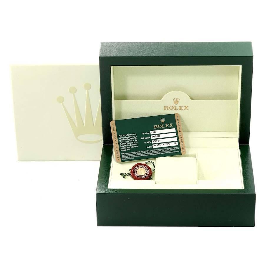 Rolex Submariner Date Black Dial Steel Mens Watch 16610 Box Card at ...
