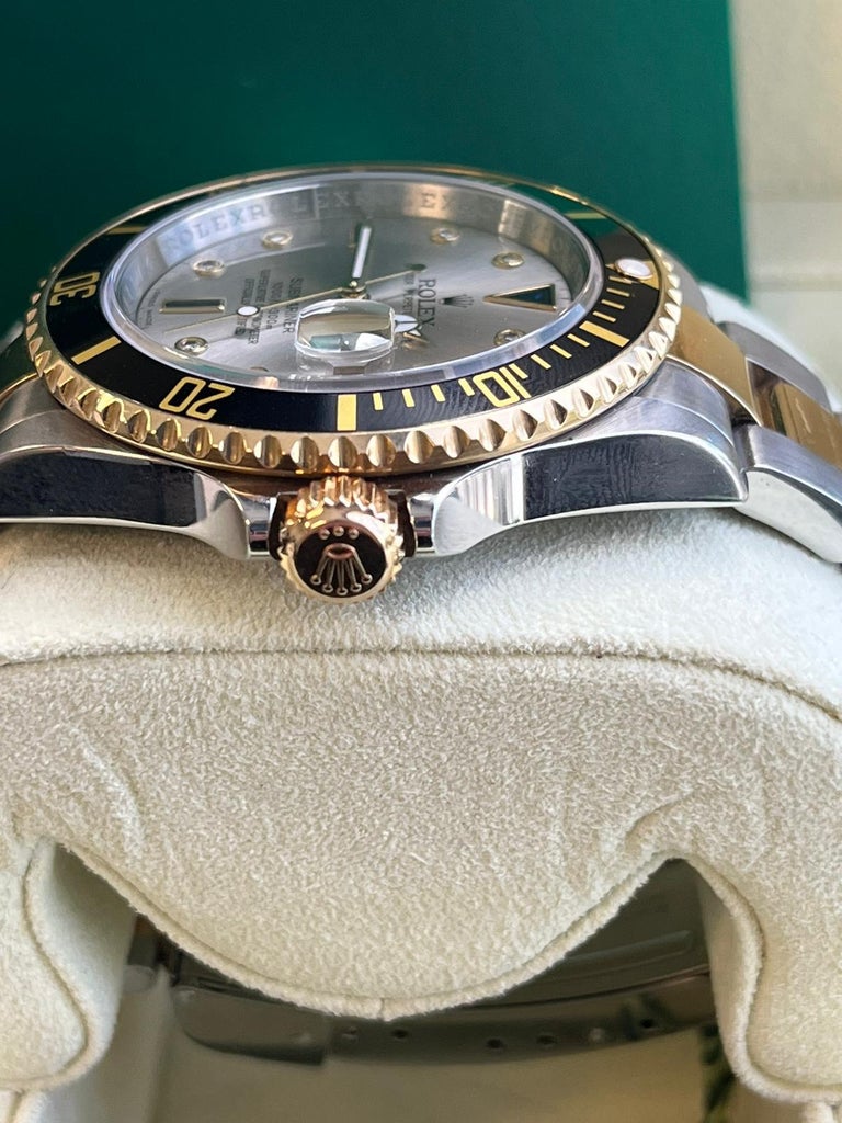 Rolex Submariner Date Black Steel Gold Bezel Sultan Serti Diamond Dial ...