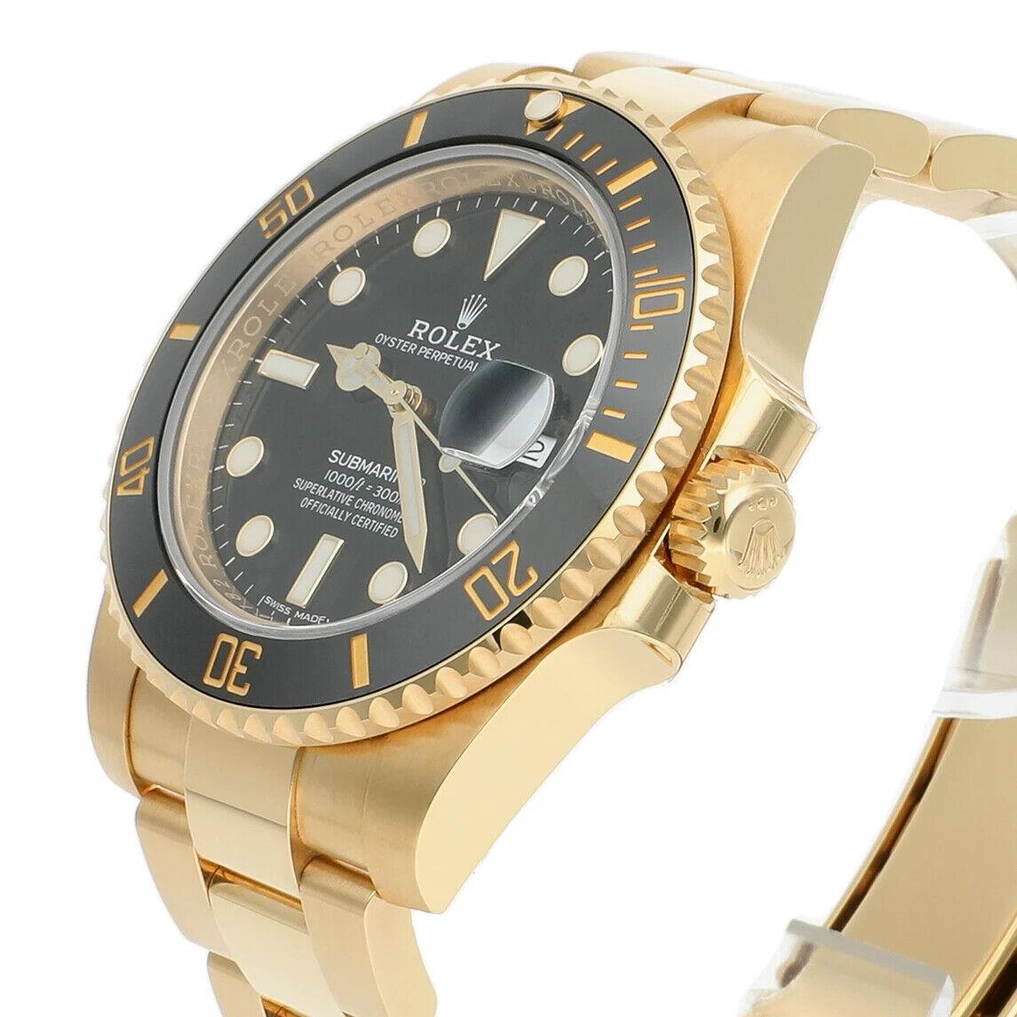 Rolex Submariner Date Ceramic Bezel Yellow Gold Black 116618LN Men's ...