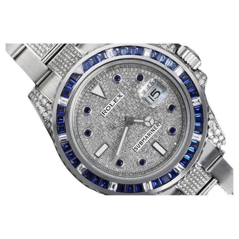 Rolex Submariner Date Custom Diamond Stainless Steel with Sapphire ...