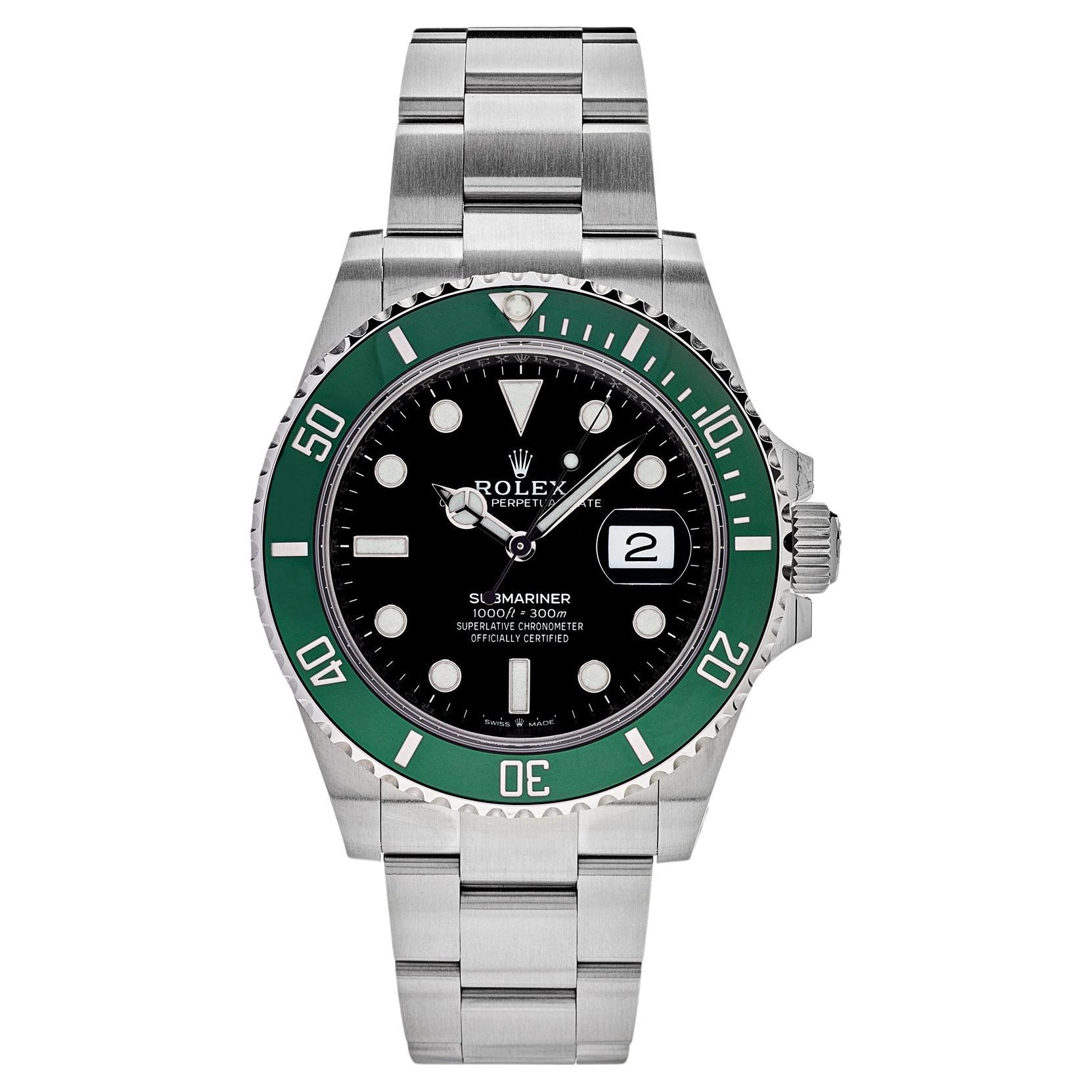 Rolex Submariner 16610LV Black Dial Green Bezel Kermit Stainless Steel ...