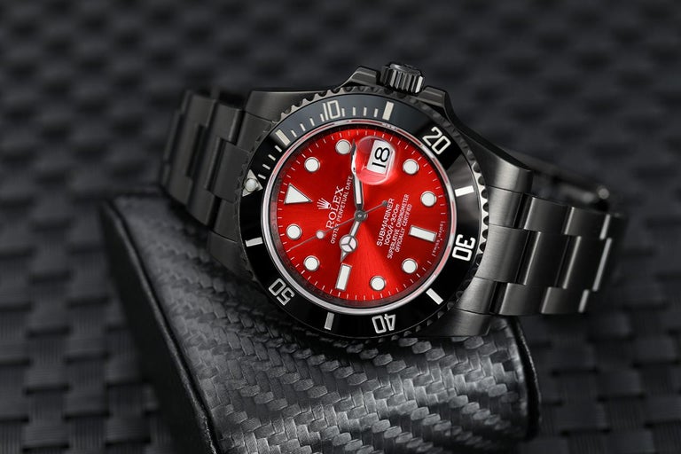 Rolex Submariner Date Red Dial Black PVD/DLC Stainless Steel Watch ...