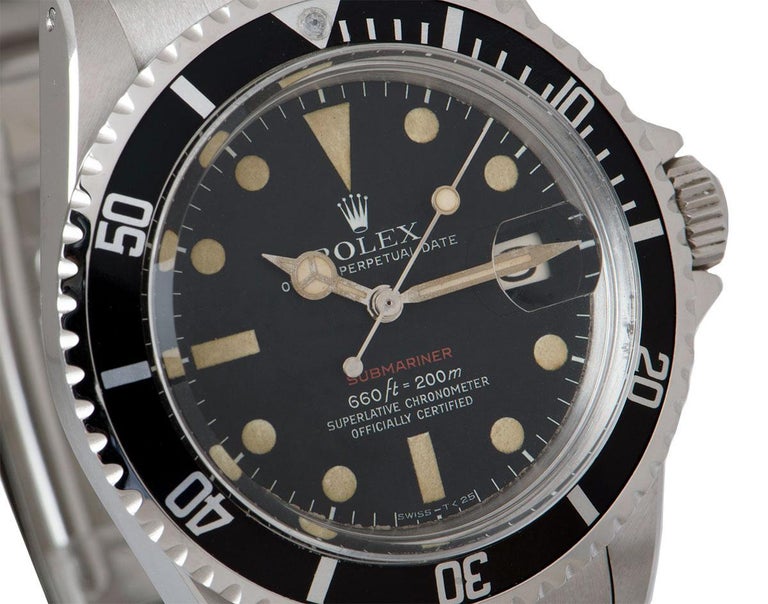 Rolex Submariner Date Red Writing Vintage Stainless Steel Mark V 1680 ...