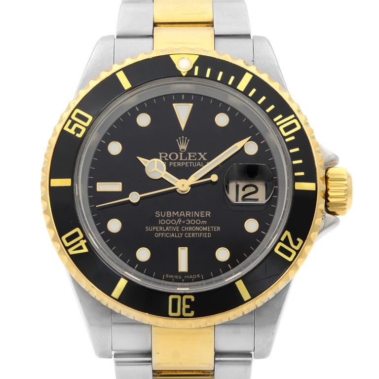 Rolex Submariner Date Steel 18 Karat Gold Black Dial Automatic Mens ...