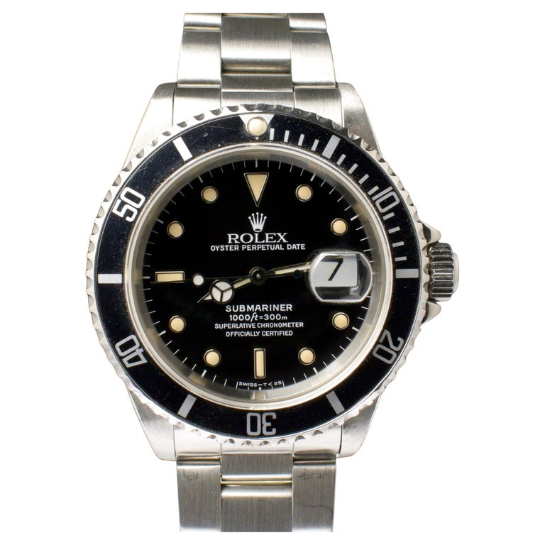Rolex Submariner Glossy Dial 16610 Creamy Date Steel Automatic Watch ...