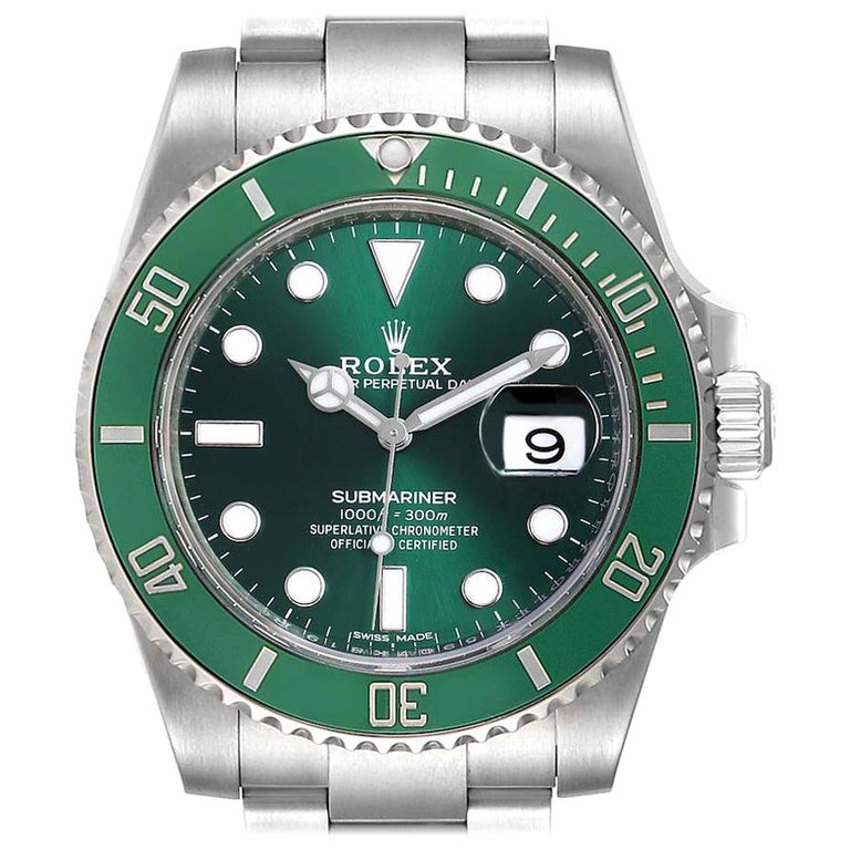 Rolex Submariner Hulk Green Dial Bezel Men’s Watch 116610LV Box Card ...