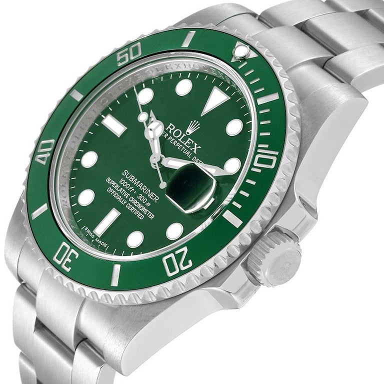 Rolex Submariner Hulk Green Dial Bezel Steel Mens Watch 116610LV at 1stDibs