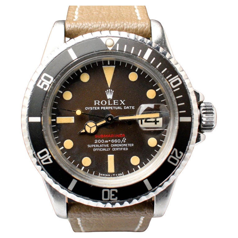 Rolex Submariner Single Red Tropical Matte Dial 1680 Steel Automatic ...