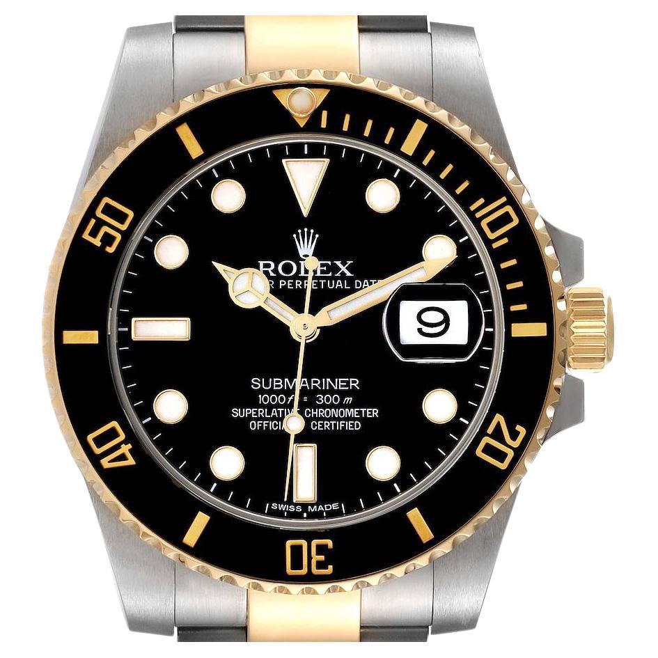 Rolex Submariner Steel Yellow Gold Black Dial Mens Watch 116613 Box ...
