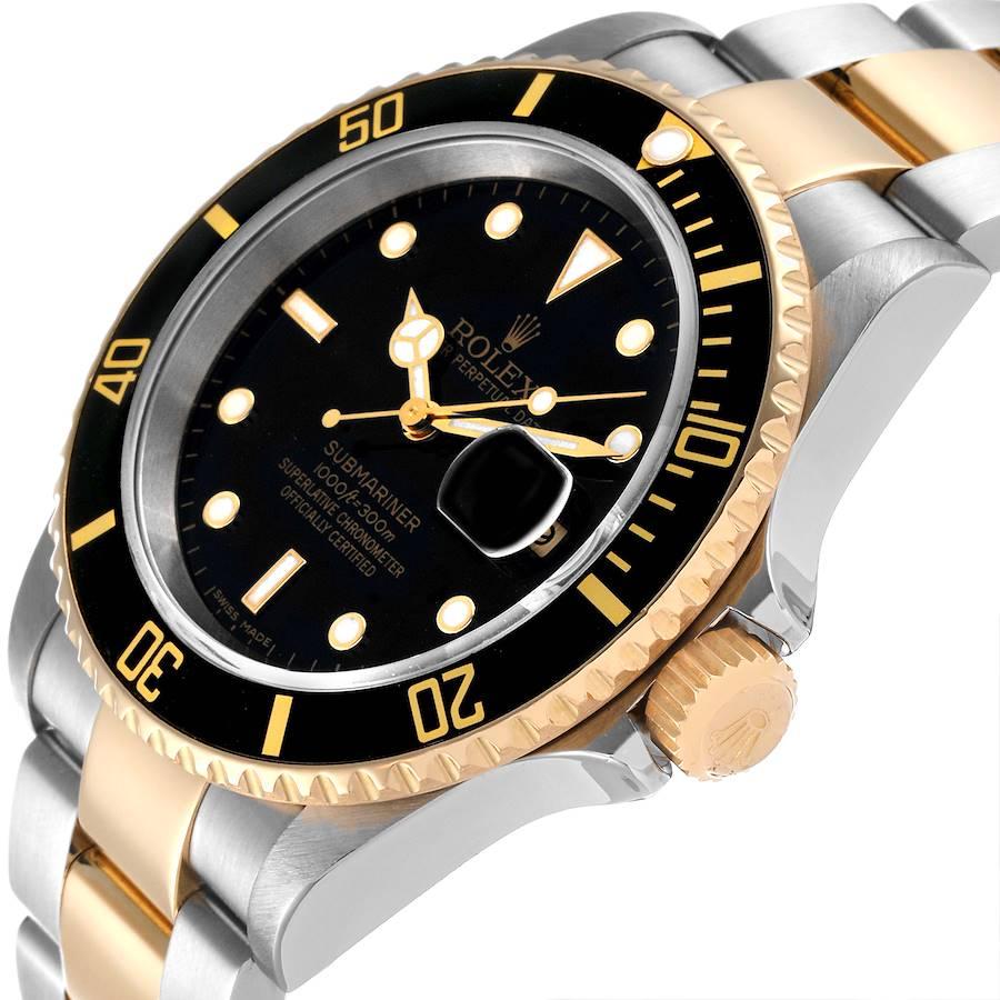 Rolex Submariner Steel Yellow Gold Black Dial Mens Watch 16613 at ...