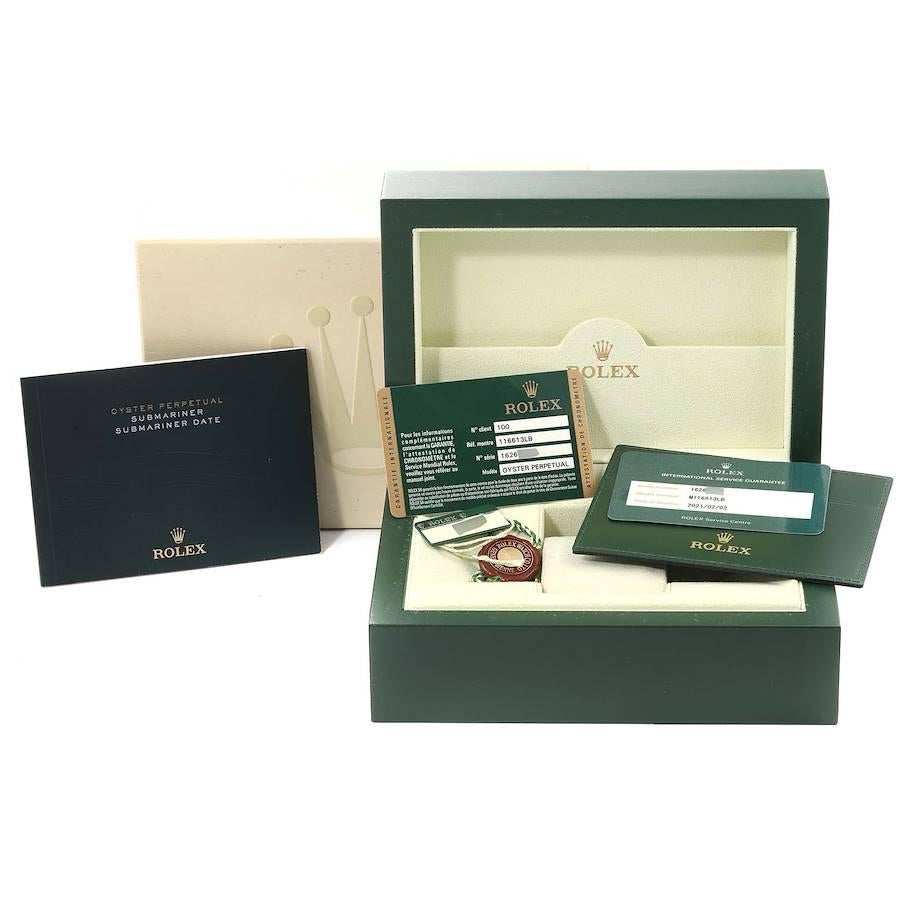 Rolex Submariner Steel Yellow Gold Blue Diamond Dial Mens Watch 116613 ...