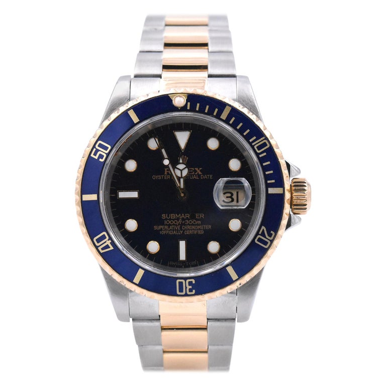 Rolex Submariner Two-Tone Blue Dial Watch Ref. 16613 For Sale at ...