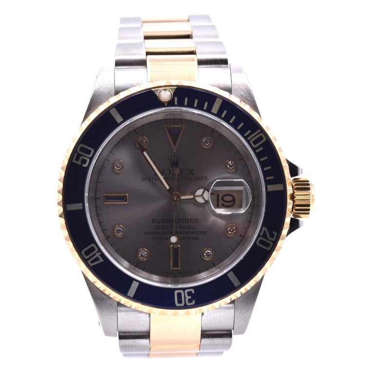 Rolex Submariner Two-Tone Serti Dial Watch Ref 16613 at 1stDibs