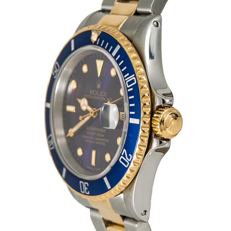 Rolex Submariner 16613, Blue Dial Certified Authentic For Sale at 1stDibs