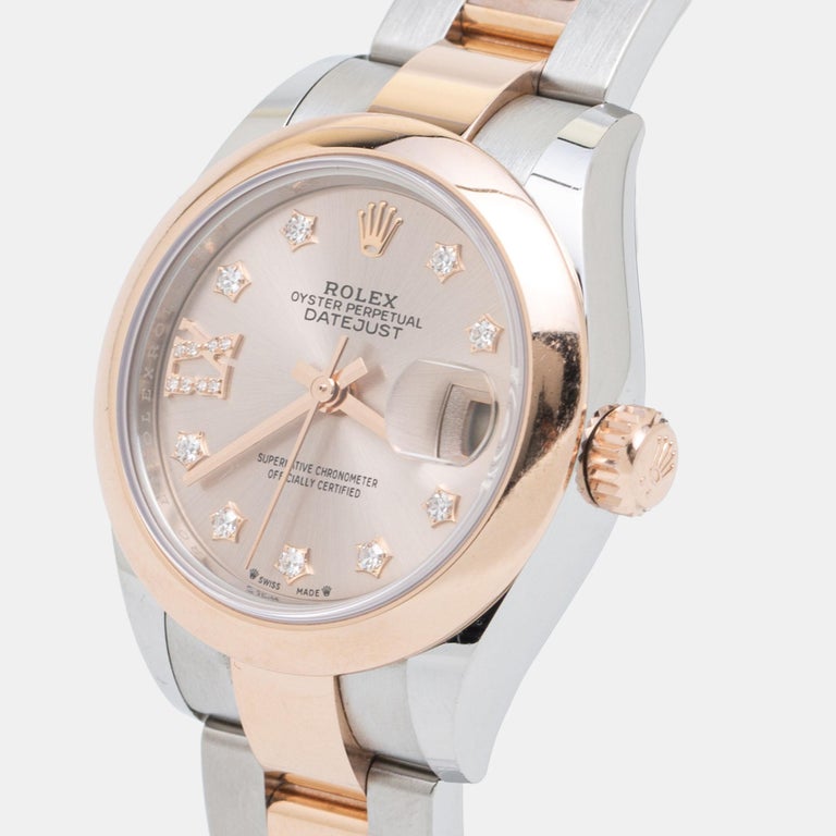 Rolex Sundust Diamond 18k Everose Gold Stainless Steel Datejust ...