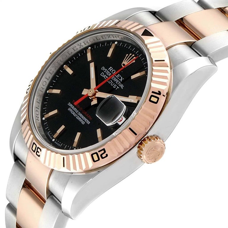 Rolex Thunderbird Turnograph Steel Rose Gold Black Dial Watch 116261 ...