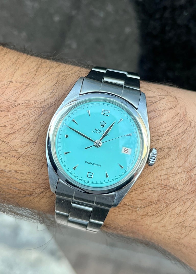 Rolex Tiffany Blue Oyster Date Precision Vintage 1963 For Sale at 1stDibs
