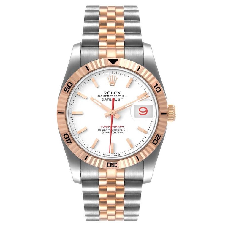 Rolex Turnograph Datejust Steel 18k Rose Gold Mens Watch 116261 Box ...