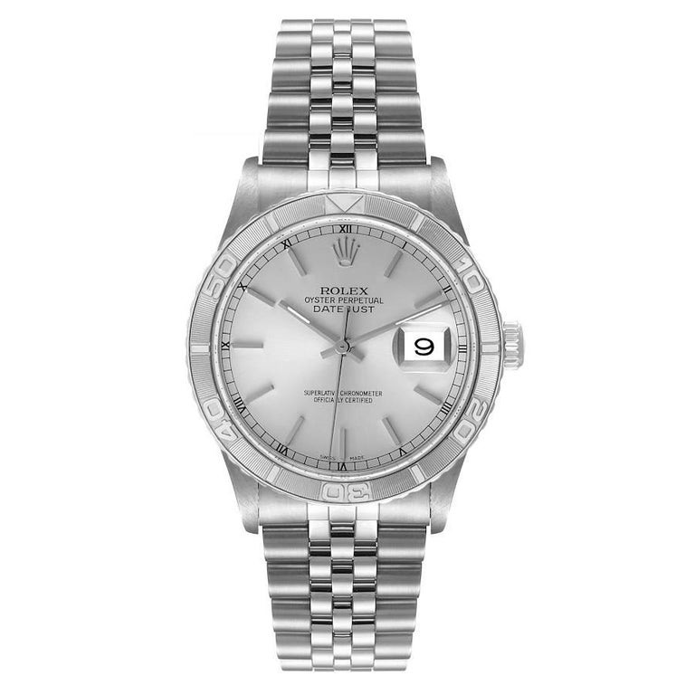 Rolex Turnograph Datejust Steel White Gold Mens Watch 16264 Papers at ...